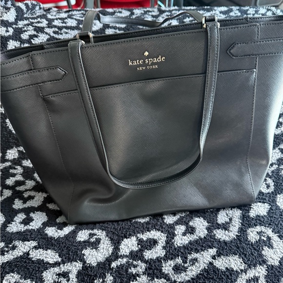 kate spade | Bags | Kate Spade Black Leather Tote Sophisticated Design ...